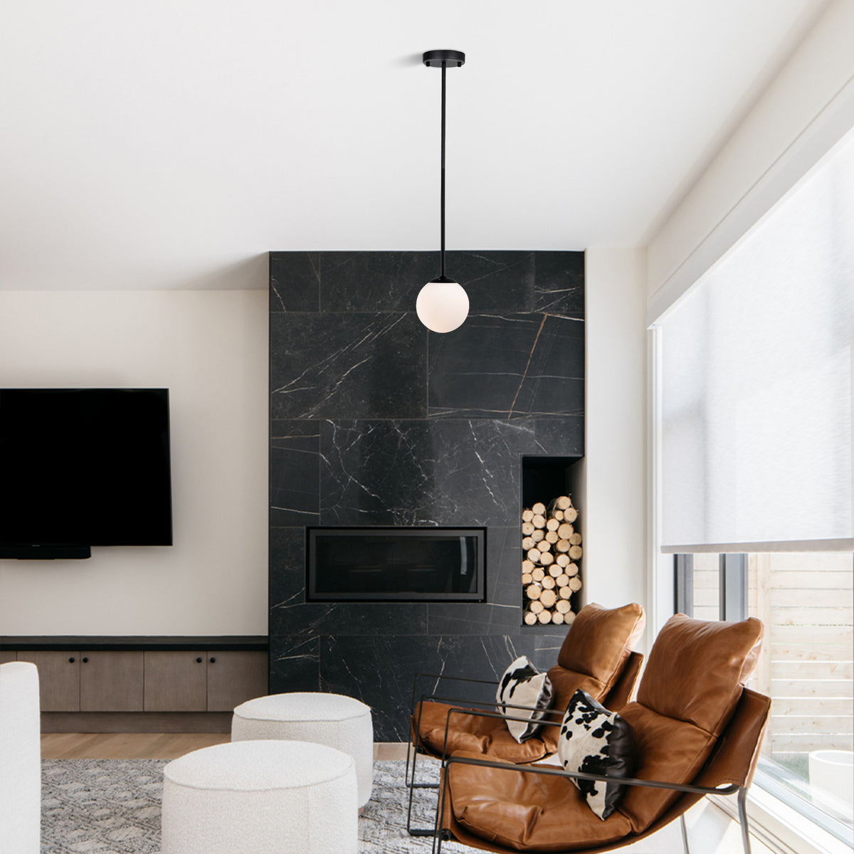 Black Globe Pendant Light Modern Matte Black Pendant Light Fixtures Ov ...